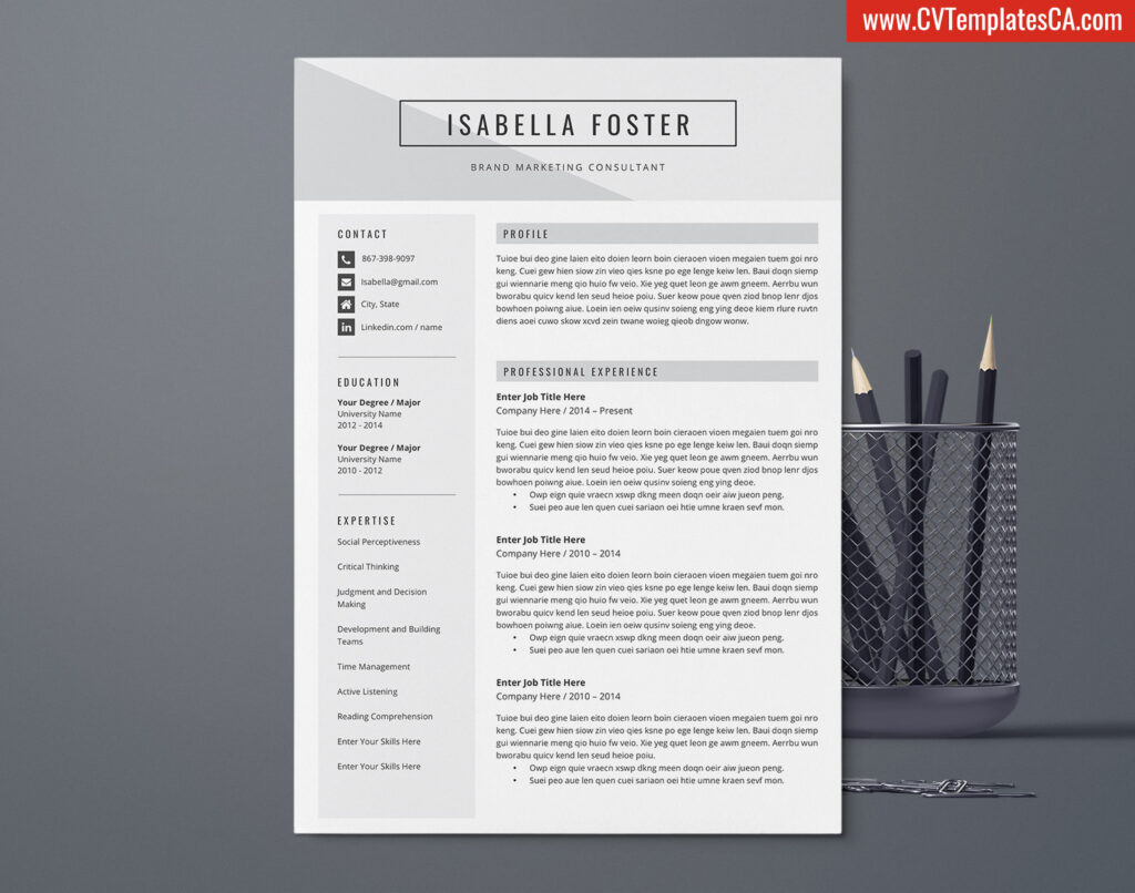 Modern Resume / CV Template for Microsoft Word, Curriculum Vitae ...