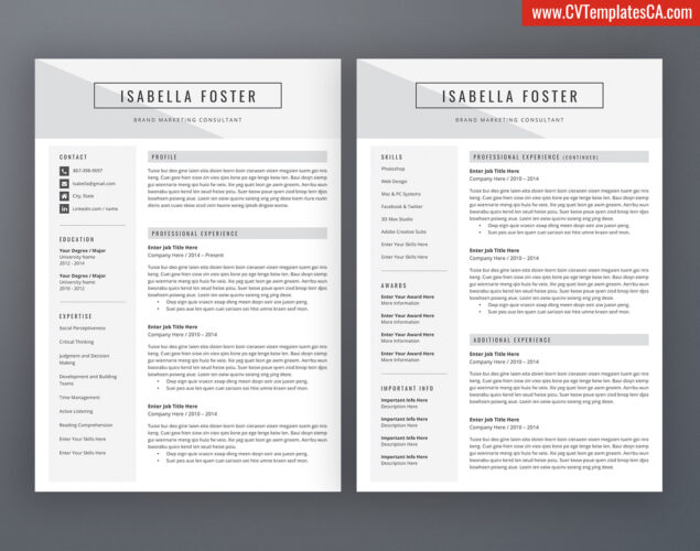 Clean Resume / CV Template for Word, Modern CV Template, Curriculum ...
