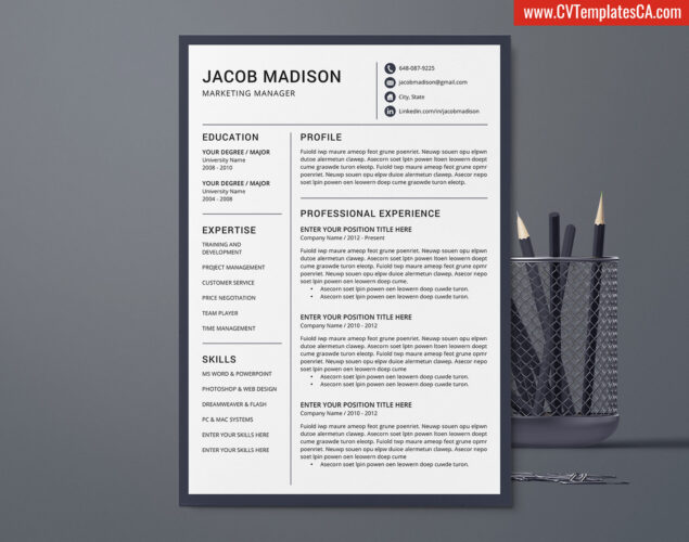Clean Resume / CV Template for Microsoft Word, Professional CV Template ...
