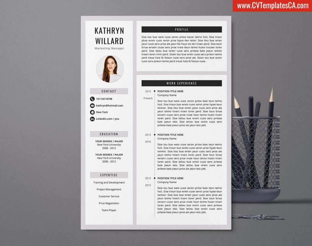 Clean Resume / CV Template for Microsoft Word, Professional CV Template ...