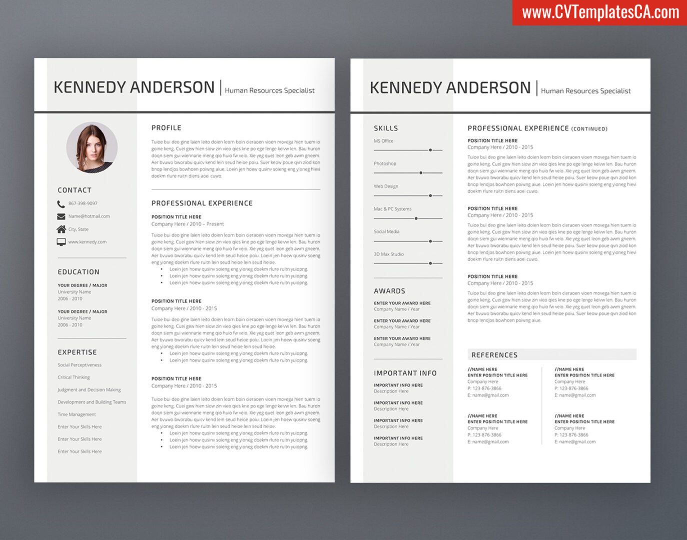 Creative Resume / CV Template for Microsoft Word, Cover Letter ...