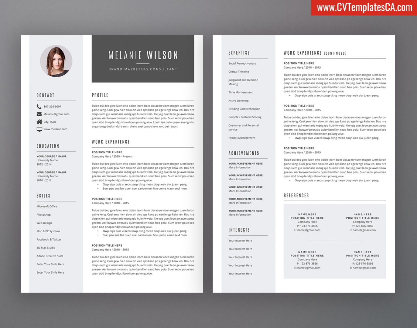 Clean Resume / CV Template for Microsoft Word, Professional CV Template ...
