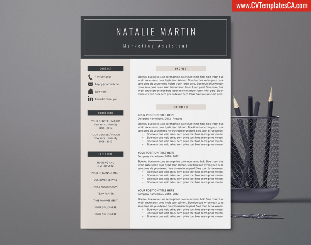 Professional Resume / CV Template Word, Cover Letter, References ...