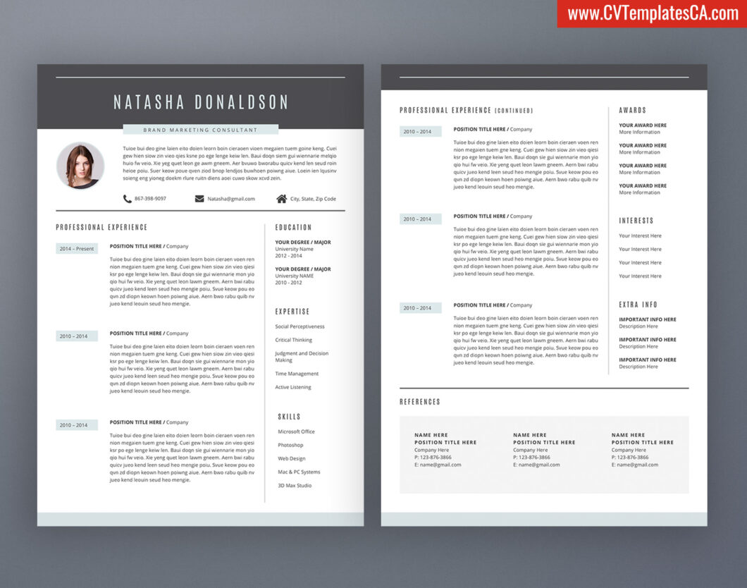 Modern Resume / CV Template for Microsoft Word, Curriculum Vitae ...