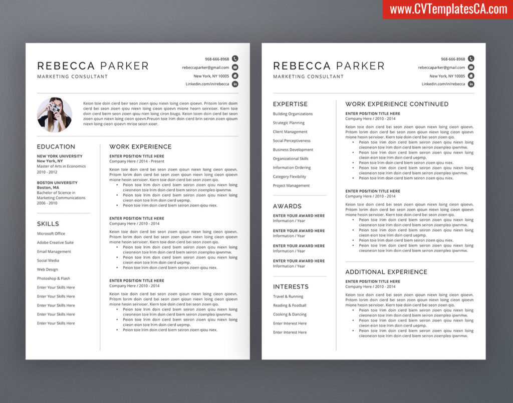 Editable CV Templates / Resume Templates for Microsoft Word, Curriculum ...