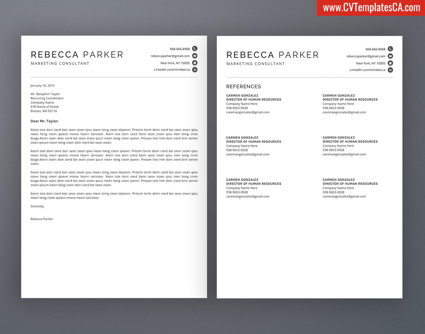 Clean Resume / CV Template for Microsoft Word, Professional CV Template ...