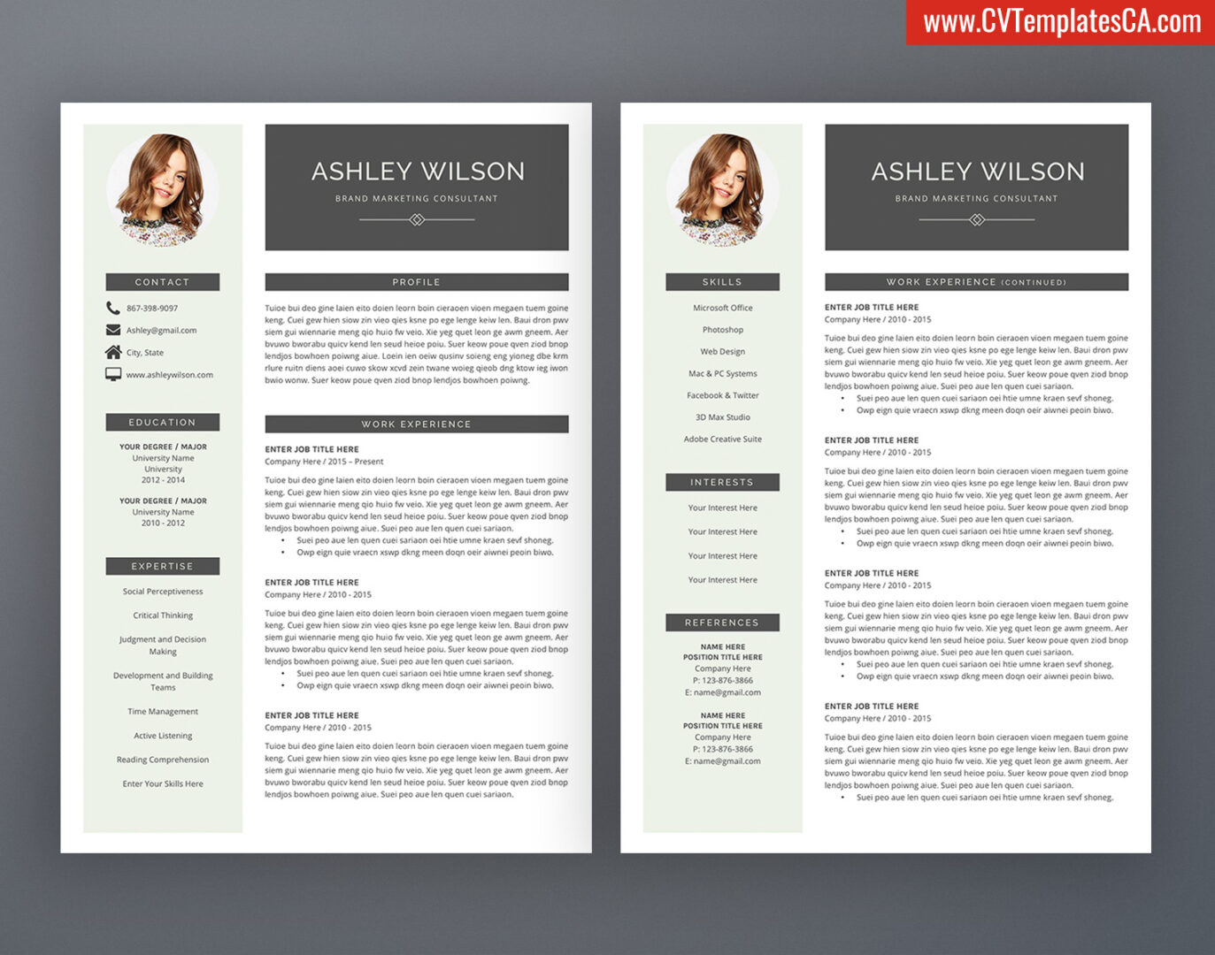 Creative Resume / CV Template for Microsoft Word, Curriculum Vitae ...