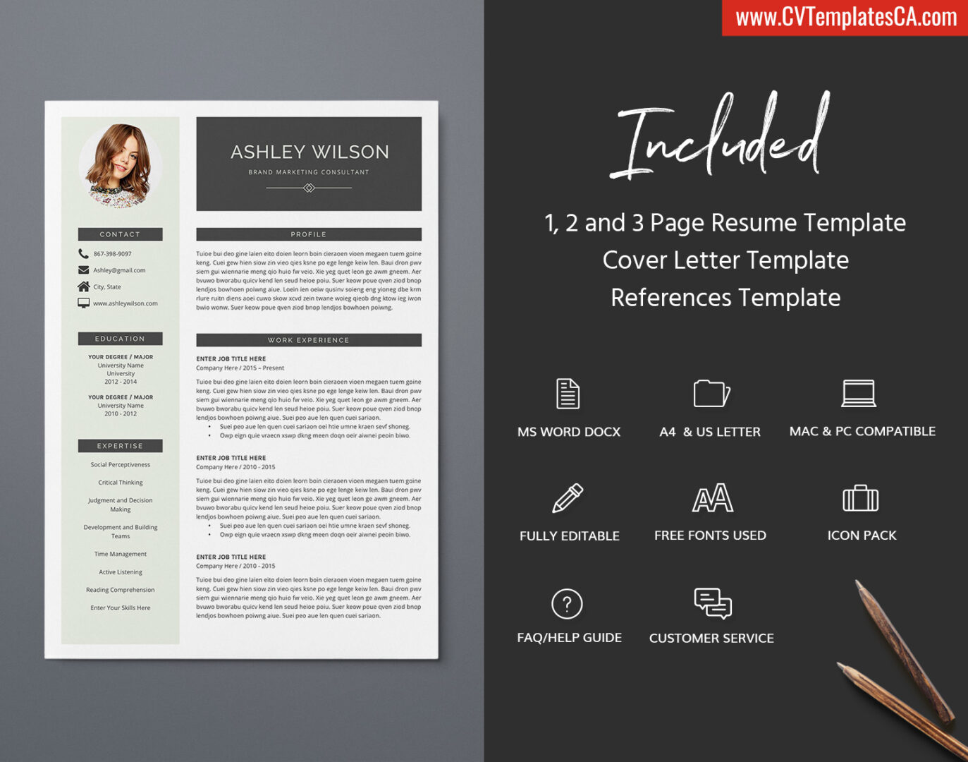 Creative Resume / CV Template for Microsoft Word, Curriculum Vitae ...
