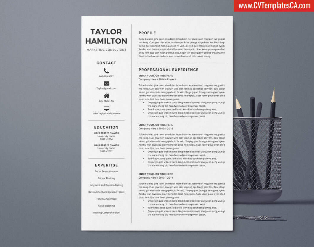 Clean Resume / CV Template for Microsoft Word, Professional CV Template ...