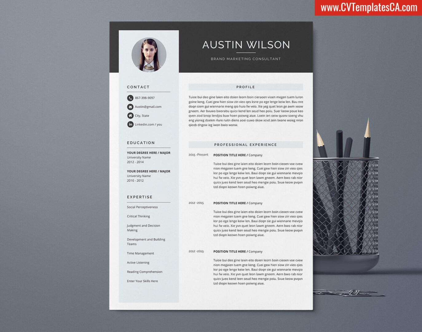 Clean Resume / CV Template for Microsoft Word, Professional CV Template ...