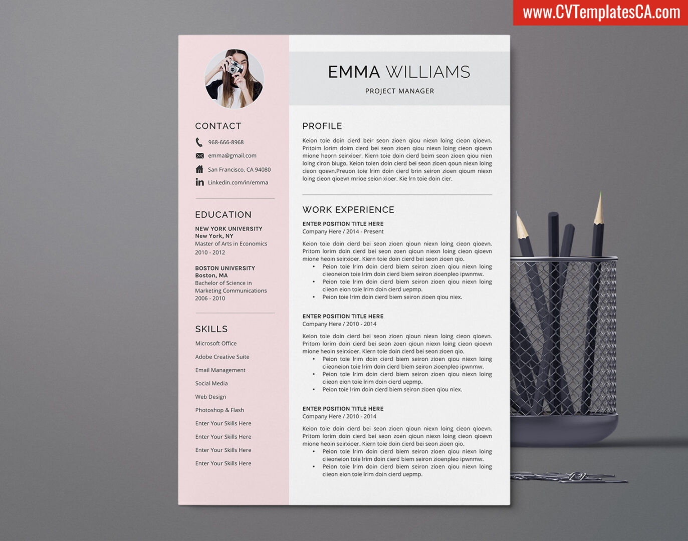 Clean Resume / CV Template for Microsoft Word, Professional CV Template ...