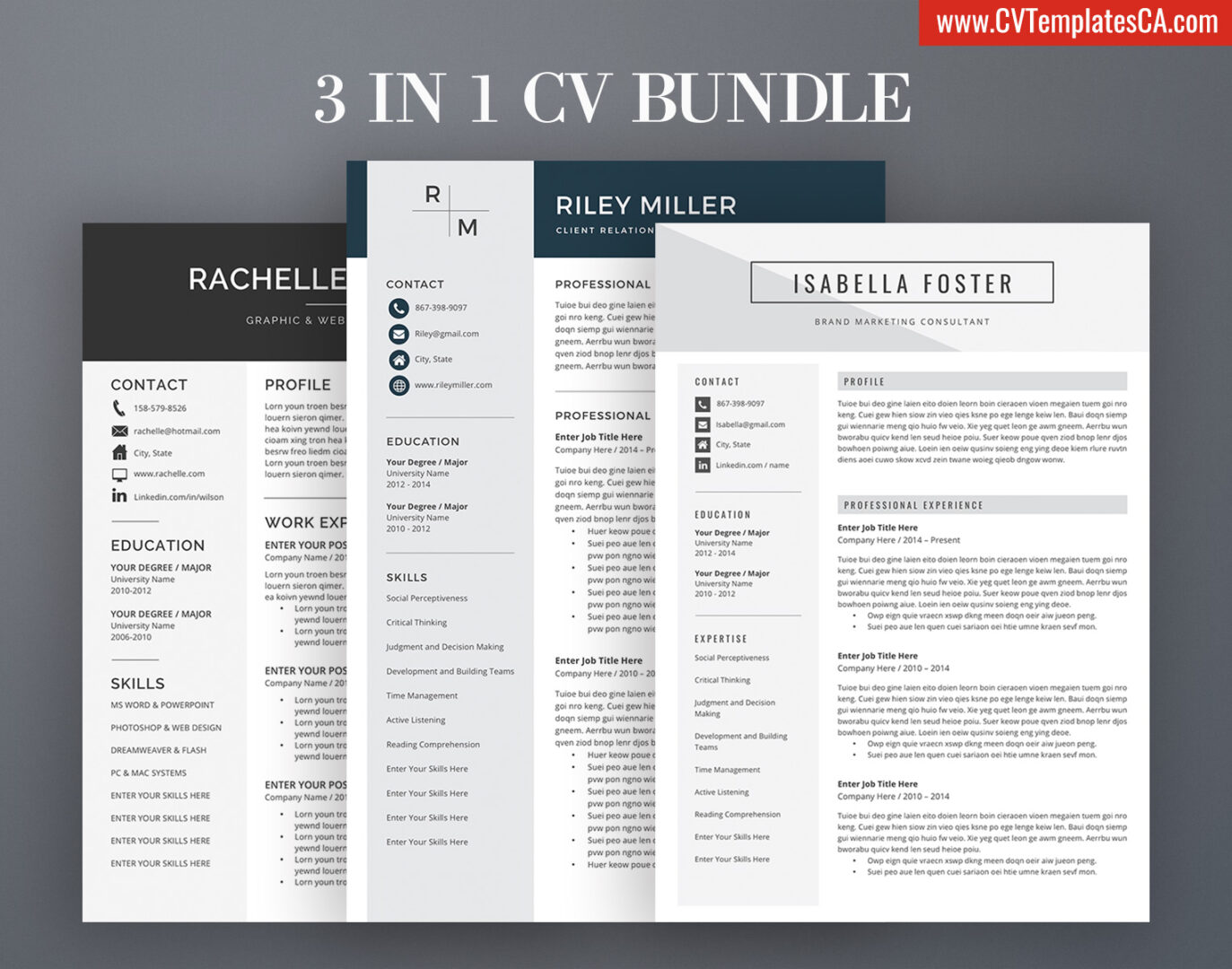 Simple CV Templates / Resume Templates for MS Word, Curriculum Vitae ...