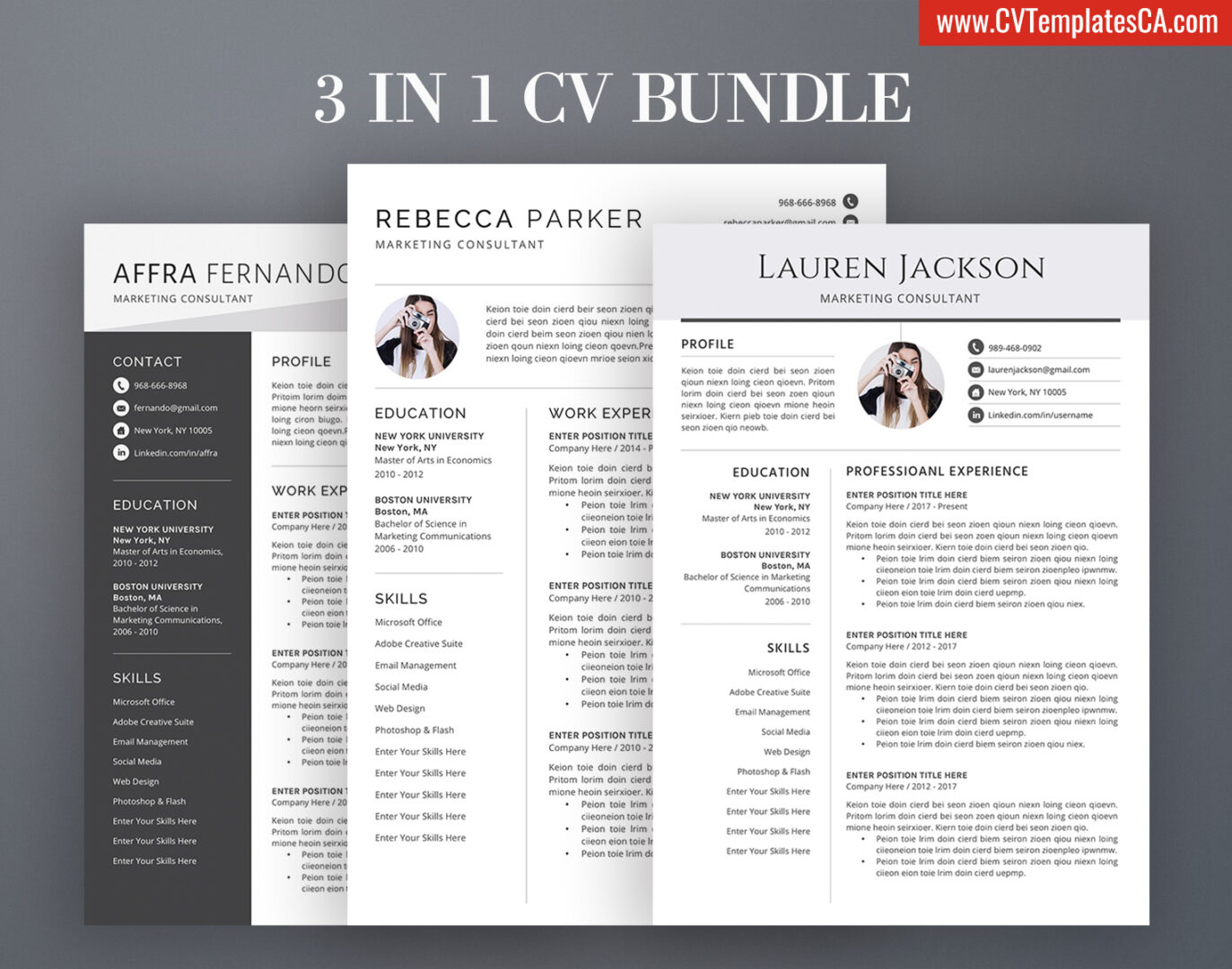 Editable CV Templates / Resume Templates for Microsoft Word, Curriculum ...